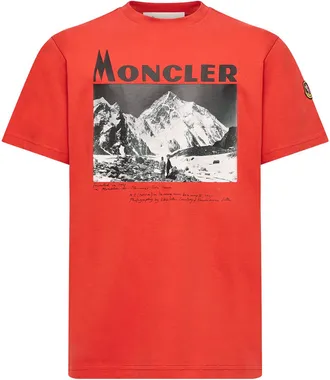 Moncler Moncler K2 Print Short Sleeve Cotton Jersey T-shirt, Men, Red, Size: Xl