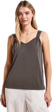 Street One Damen 3227285 Silk-Look Top mit Knoten, Nomad Brown, 46