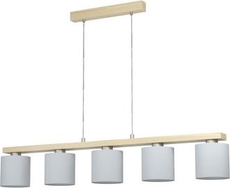 Eglo Lampe suspendue salle &agrave; manger Castralvo bois marron avec capuchons blancs - 901291