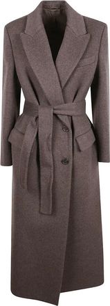 Brunello Cucinelli Zweireihiger Mantel mit G&uuml;rtel - - Coats - Damen - Braun - S