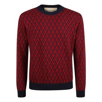 Valentino Garavani Geometric Pattern Rundhals-Pullover - - Knitwear - Herren - Mehrfarbig - L