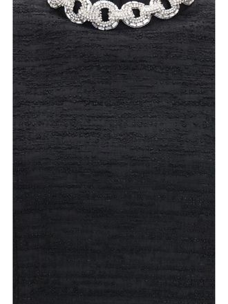 Valentino Womens Mini Dress Embroidered Black-Silver Cotton Black/silver