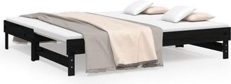 vidaXL Tagesbett Ausziehbar Schwarz 2x(90x190) cm Massivholz Kiefer Vidaxl