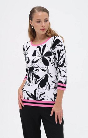 Passioni Strickpullover mit Blumenprint