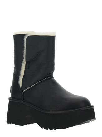 UGG Womens Black Ankle Boots With Fur Detailing Twinface