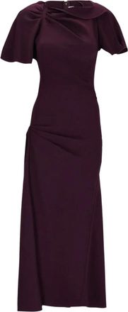 Victoria Beckham Femme, Robes, Rouge, Taille: 36 FR Draped Cap Sleeve Maxi Dress