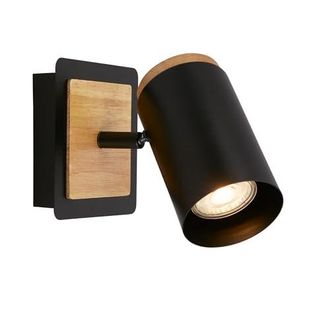 Briloner Applique murale int&eacute;rieure, douille GU10, max. 10W, applique murale chambre, lampe, appliques, chambre, 12x14,5 cm, noir-bois