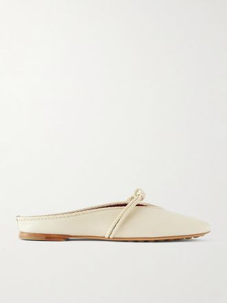 Bottega Veneta Mules En Cuir &Agrave; Finitions Intrecciato Rosa - Blanc cass&eacute;