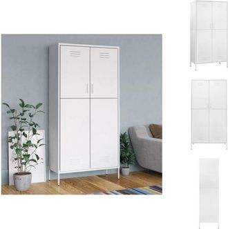 vidaXL Kleiderschrank Wei&szlig; 90x50x180 cm Stahl - Schreibtisch - Garderobe - Kleiderschrank - Wei&szlig;er Schrank - Metallschrank