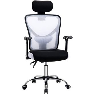 Vinsetto Fauteuil de bureau - Vinsetto - hauteur r&eacute;glable, dossier inclinable et appui-t&ecirc;te - tissu en maille - 62x67x118cm - noir et blanc