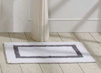 Better Trends Badematten aus 100% Baumwolle, Hotel-Kollektion, wei&szlig; und grau, getuftet, wendbar, saugf&auml;hig, maschinenwaschbar, Badematten f&uuml;r Badewannen, Regendusch