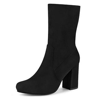 Allegra K Bottines Femmes Talon compensé Pliables Extensibles Semelles compensées Noir 41