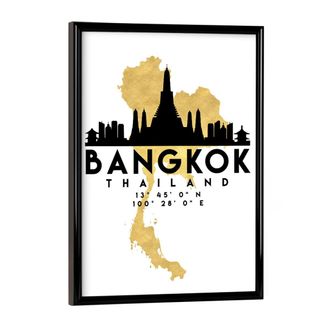 artboxONE Poster mit schwarzem Rahmen 18x13 cm St&auml;dte Bangkok Thailand Skyline MAP Art - Bild Bangkok