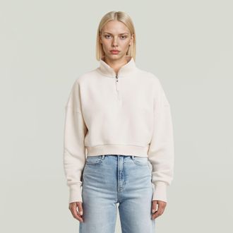 G-Star Cropped Half Zip Loose Sweatshirt - Wei&szlig; - Damen