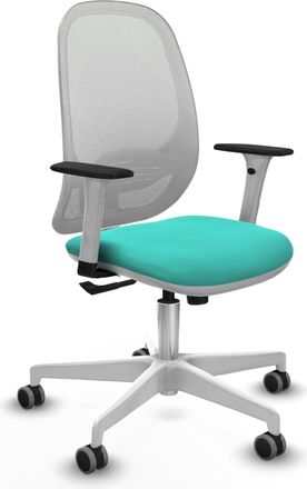 Piqueras y Crespo Schreibtischstuhl, t&uuml;rkis, mit 1D-Armlehnen, h&ouml;henverstellbare Lendenwirbelst&uuml;tze, mit 3 Positionen und Schneidschaum, Wei&szlig;/T&uuml;rkis