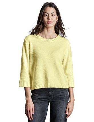 Street One Damen A302875 Strickpullover Mit Rundhals, Mellow Yellow Mel., 40 EU