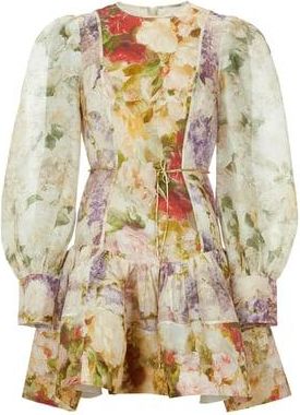 Zimmermann Robe courte en soie et lin