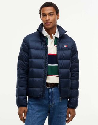Tommy Jeans verstaubare leichte Daunen-Ripstop-Jacke mit Relaxed Fit in Dunkelblau