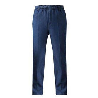 Generic Jean pour homme, coupe droite, doublure en polaire, taille &eacute;lastique, pantalon en jean chaud, confortable, jambe droite, extensible, avec poches, bleu