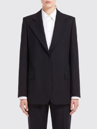 Sportmax Blazer court &agrave; simple boutonnage en pure laine avec revers en pointe