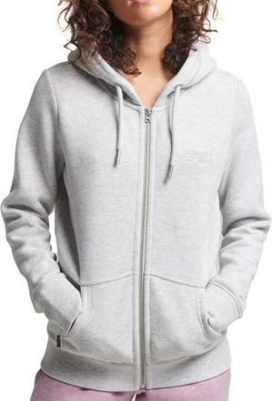 Superdry Vintage Logo EMB Zip Hood BB Sweat à Capuche, Glacier Grey Marl, XS Femme