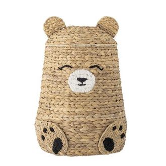 Bloomingville MINI Timone Panier avec couvercle, naturel, jacinthe deau, T40 x H57 cm, 280 ml