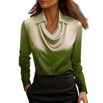 Generic Chemisier Femme Chic et &Eacute;l&eacute;gant Chemisier Satin Chemises et Blouses Mode Tunique Blouse Imprim&eacute;/Uni Vetement Funky Haut D&eacute;contract&eacute; Tshirt Manches Lon