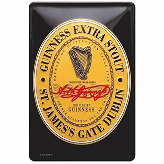 Guinness Metal Sign With Iconic Guinness Heritage Label (20Cm X 30Cm)