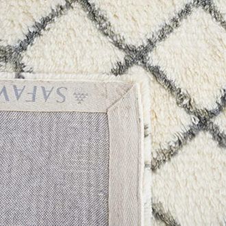 Safavieh Boho Teppich f&uuml;r Wohnzimmer, Esszimmer, Schlafzimmer - Casablanca Collection, Kurzer Flor, Elfenbein und Grau, 122 X 183 cm