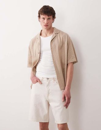Levi's 468 - Loose-Fit-Jeansshorts in Ecru-Wei&szlig;