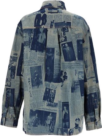 Jean Paul Gaultier Newspaper Print Cotton Shirt - Blue