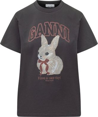 Ganni Femme, Tops, Noir, Taille: 40 FR Bunny T-shirt