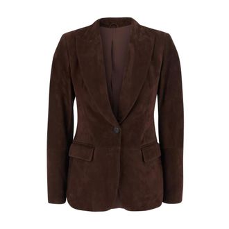 Brunello Cucinelli Sakkoblazer mit Spitzfasson aus Wildleder - - Jackets - Damen - Braun - XS