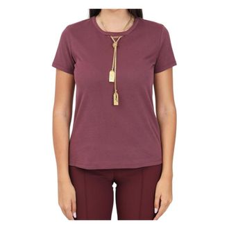 Elisabetta Franchi Femme, Tops, Rouge, Taille: 40 FR T-shirt en coton avec style unique