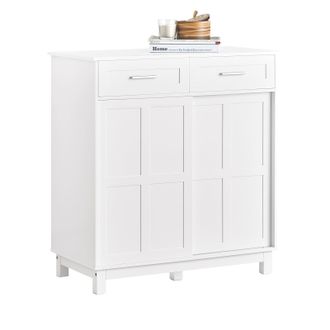 SoBuy FSB84-W Schuhschrank Buffet Küchenschrank Sideboard mit Schiebetüren Schrank Aufbewahrungsschrank Kommode Weiß BHT ca. 80x85x40cm