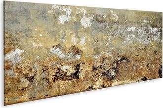 Islandburner Bild auf Leinwand Abstrakt Art Luxus Grunge Beige Töne Weiß Braun Wandbild Wohnzimmer Home Office Schlafzimmer Bilder Format: 120x40cm - Panorama