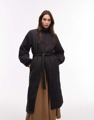 Rains 21870 Banja - Manteau matelass&eacute; d&eacute;perlant &agrave; ceinture - Noir