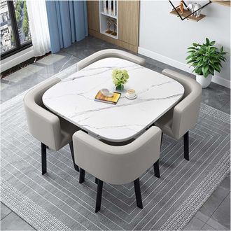 Generic Eingebauter Tisch und Stuhl. Kleiner, quadratischer runder Konferenztisch mit 4 St&uuml;hlen, for den Einsatz in Gesch&auml;ften, Besprechungen und kleinen Vera