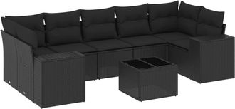 vidaXL Vidaxl - Set Divani Da Giardino Con Cuscini 8 Pz Nero In Polyrattan