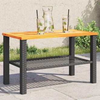 vidaXL vidaXL Table de jardin noir 70x38x42 cm r&eacute;sine tress&eacute;e et bois acacia