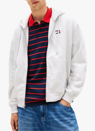 Tommy Hilfiger Sweat &agrave; capuche zipp&eacute; en coton m&eacute;lang&eacute;