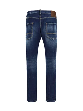 Dsquared2 Mens Teddy Mini Front Jeans Navy Blue Cotton