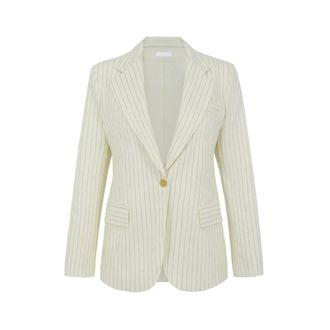 P.A.R.O.S.H. Wei&szlig;er Nadelstreifen-Wollblazer - - Jackets - Damen - Wei&szlig; - XS