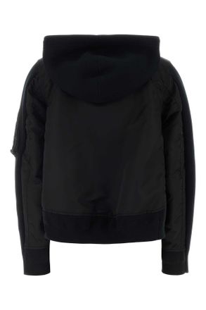 sacai Womens Black Cotton Blend And Nylon Sweatshirt Felpe Sweater