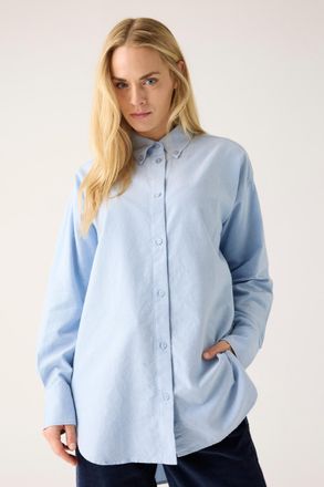 Knowledge Cotton Apparel Damen vegan Hemd Flannel Relaxed Glacier Lake Hellblau