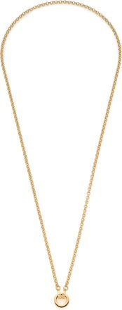 Leonardo Clip & Mix Paola Halskette aus Edelstahl, goldfarbene Erbskette, mittelllange Kette mit Edelstahlring, Damenschmuck, 018389