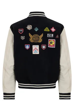 Diesel Patched Wool Varsity Jacket - Black