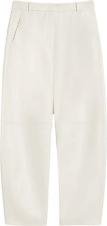 Max Mara Femme, Pantalons, Beige, Taille: 36 FR Pantalon Jambes Barrel en Tissu Enduit