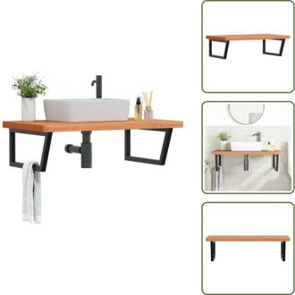vidaXL Stahl Halterung - vidaXL Waschbeckenregal Wandmontage Stahl und Massivholz Buche - Trapezform