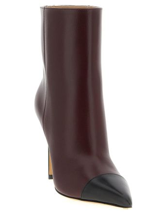 Francesco Russo Two-Tone Leather Ankle Boot - Burgundy